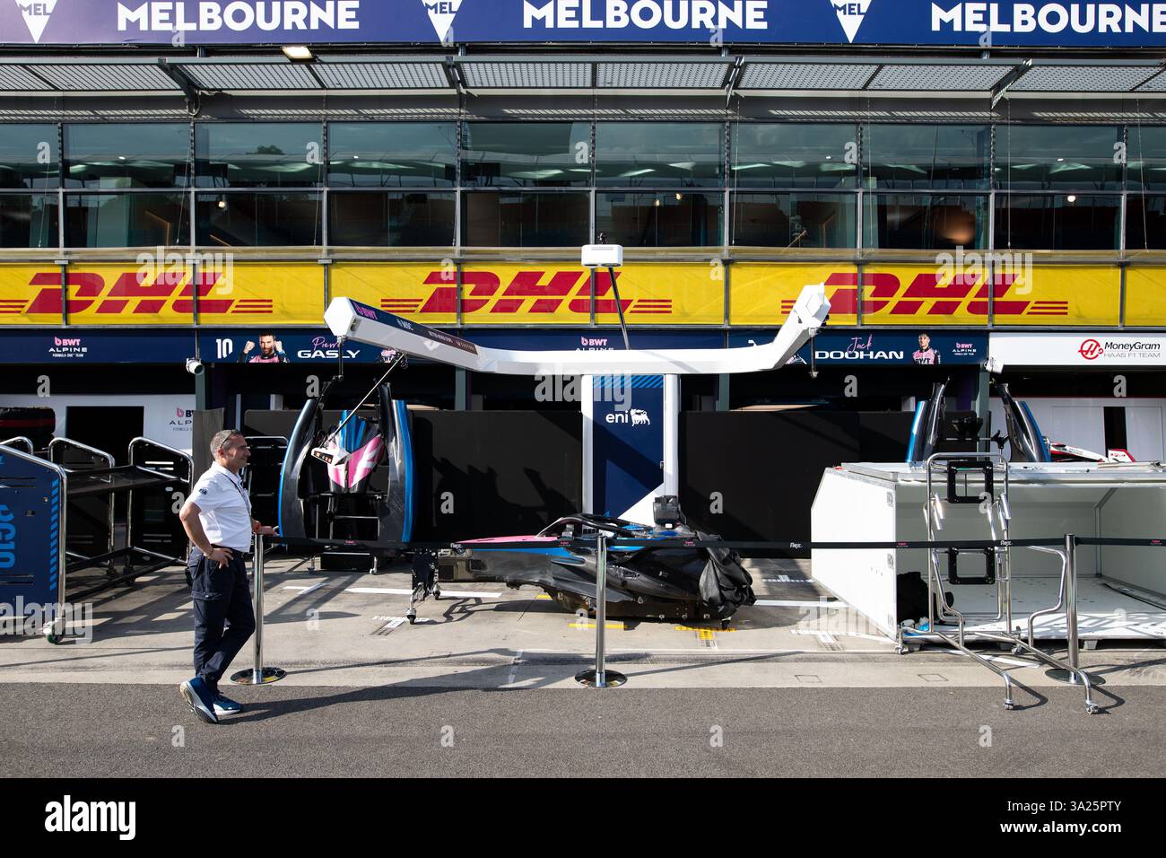 Alpine F1 Team garage, box, chassis pitlane, during the Formula 1 Louis ...