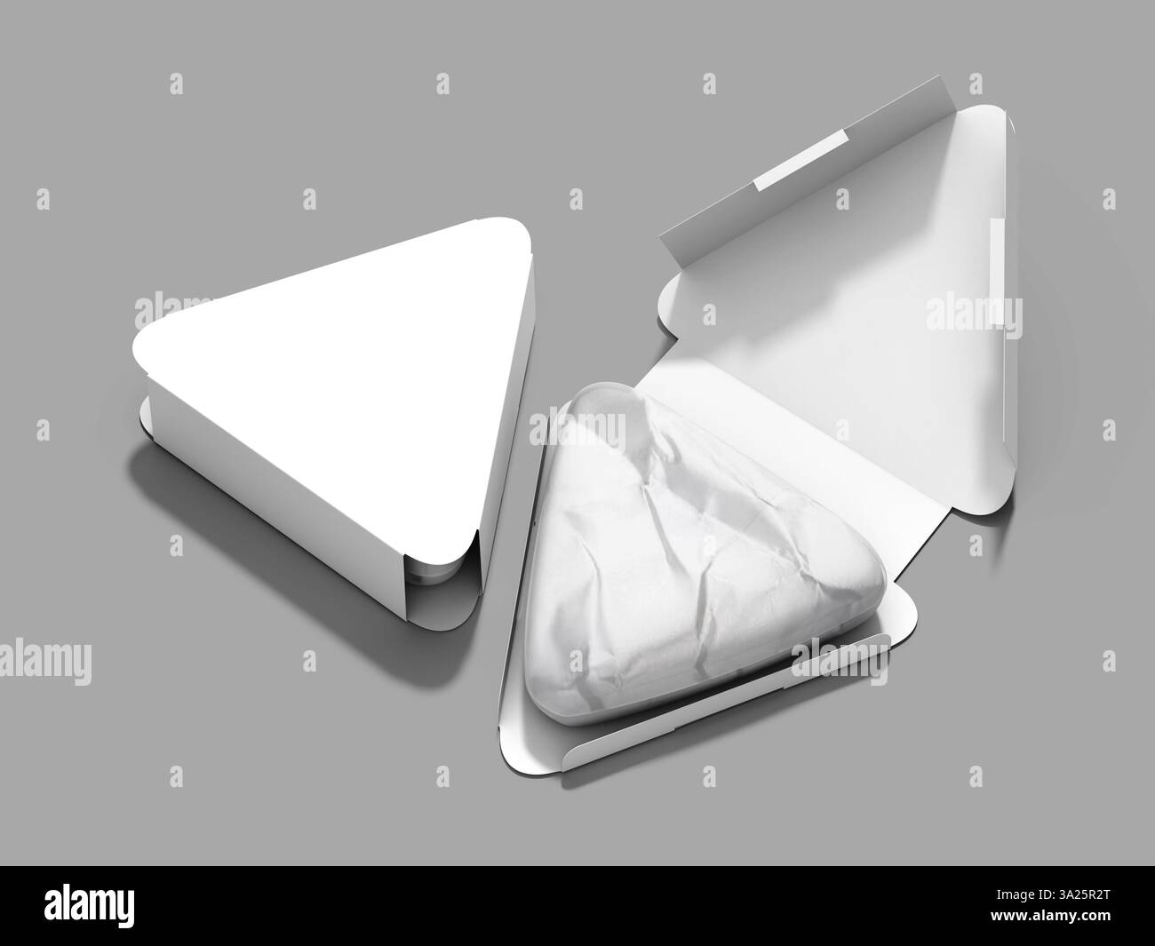 White Blank Onigiri Packaging Mockup 3D Rendering on Gray Background ...