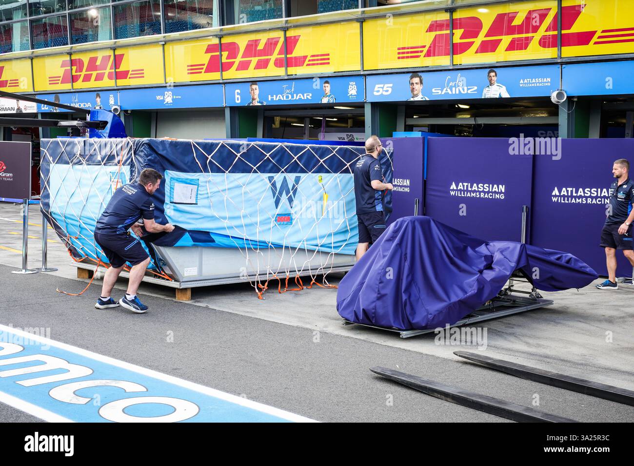 DHL freight of the Williams Racing team containing a spare chassis ...