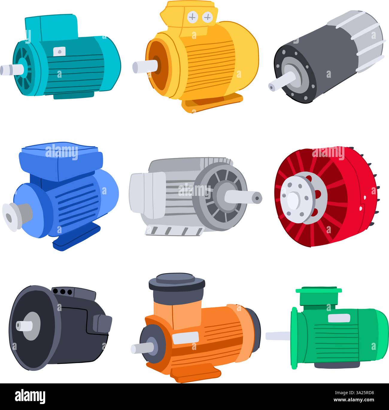 electric motor set cartoon vector illustration Stock Vector Image & Art ...