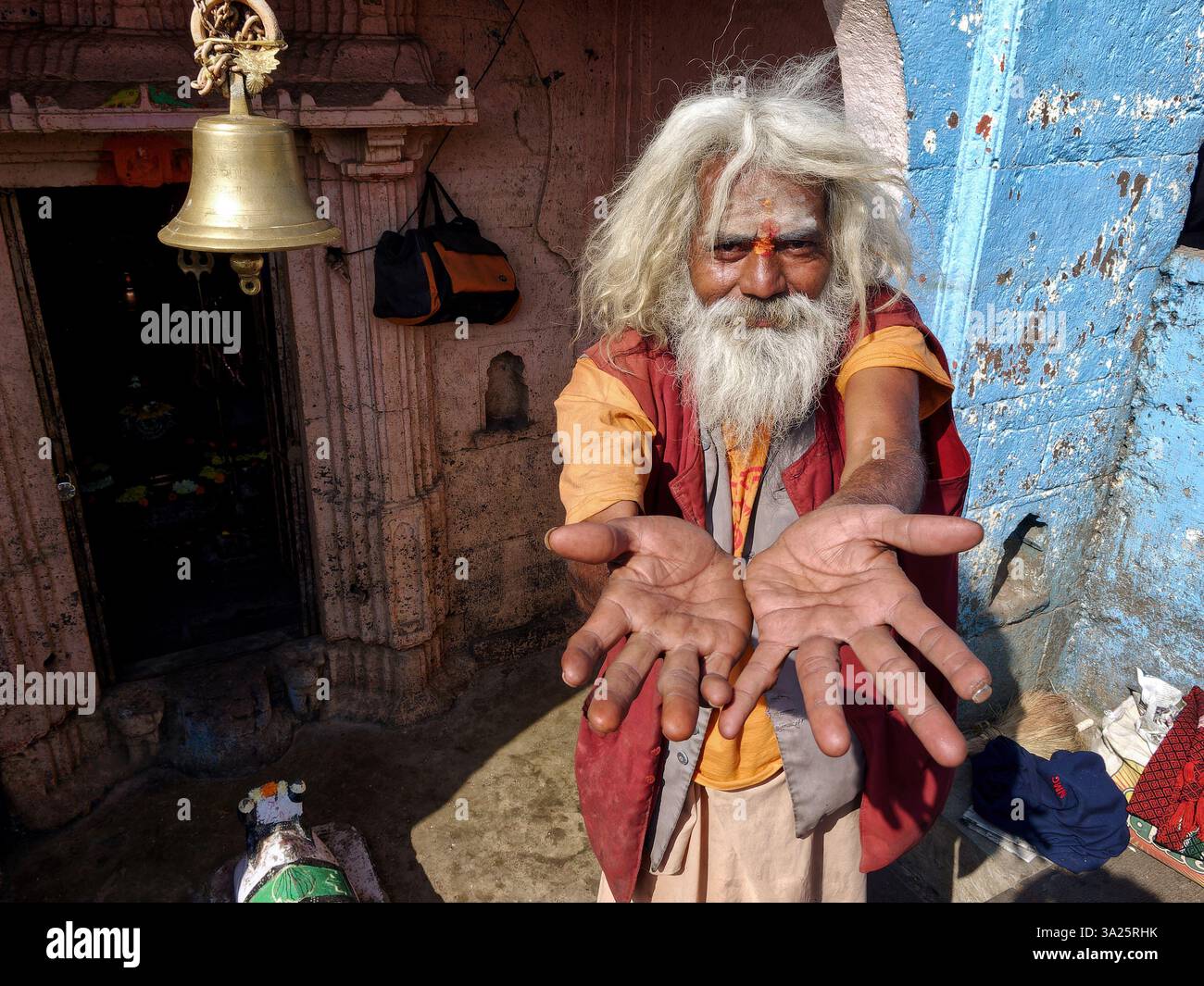 A wild looking sadhu (Hindu holy man) at a temple in Nasik (Nashik ...