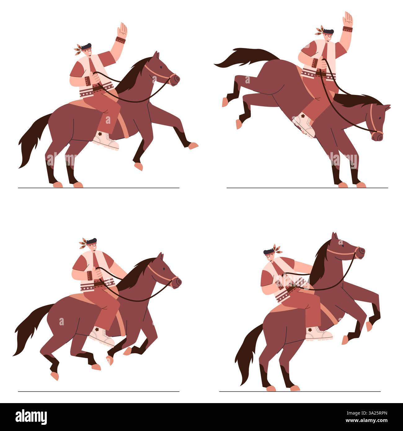 Horse riding freestyle Native American Tribe Navajo man male character ...