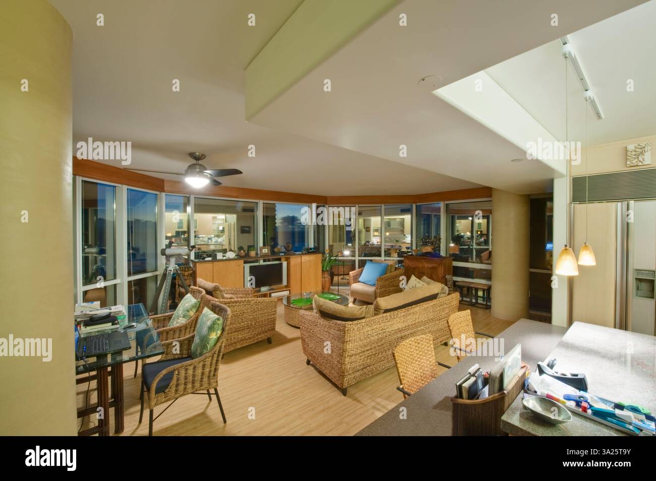 Upscale Living Room and Kitchenette in High Rise Condo in Honolulu, HI ...