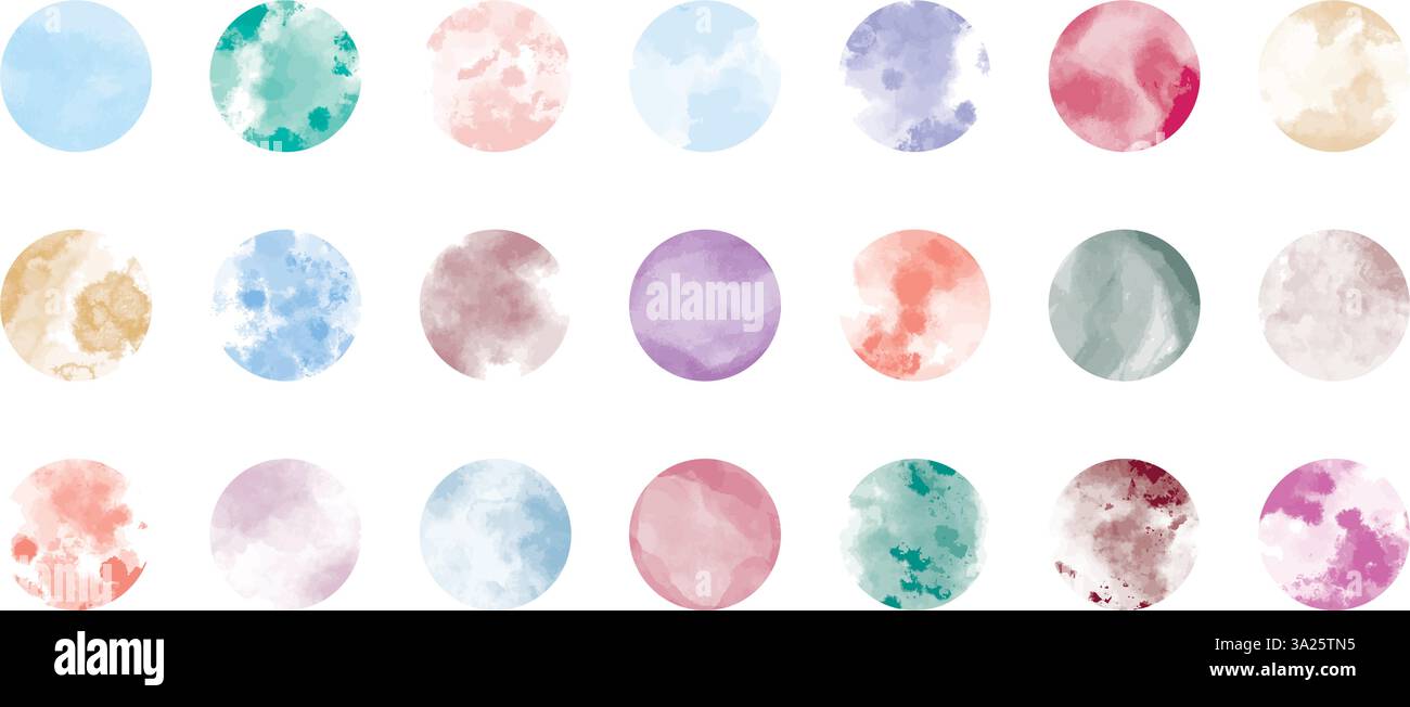Collection of watercolor texture circles of different colors Stock ...