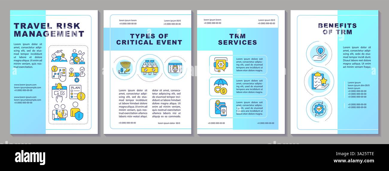 Travel risk management blue brochure template Stock Vector Image & Art ...