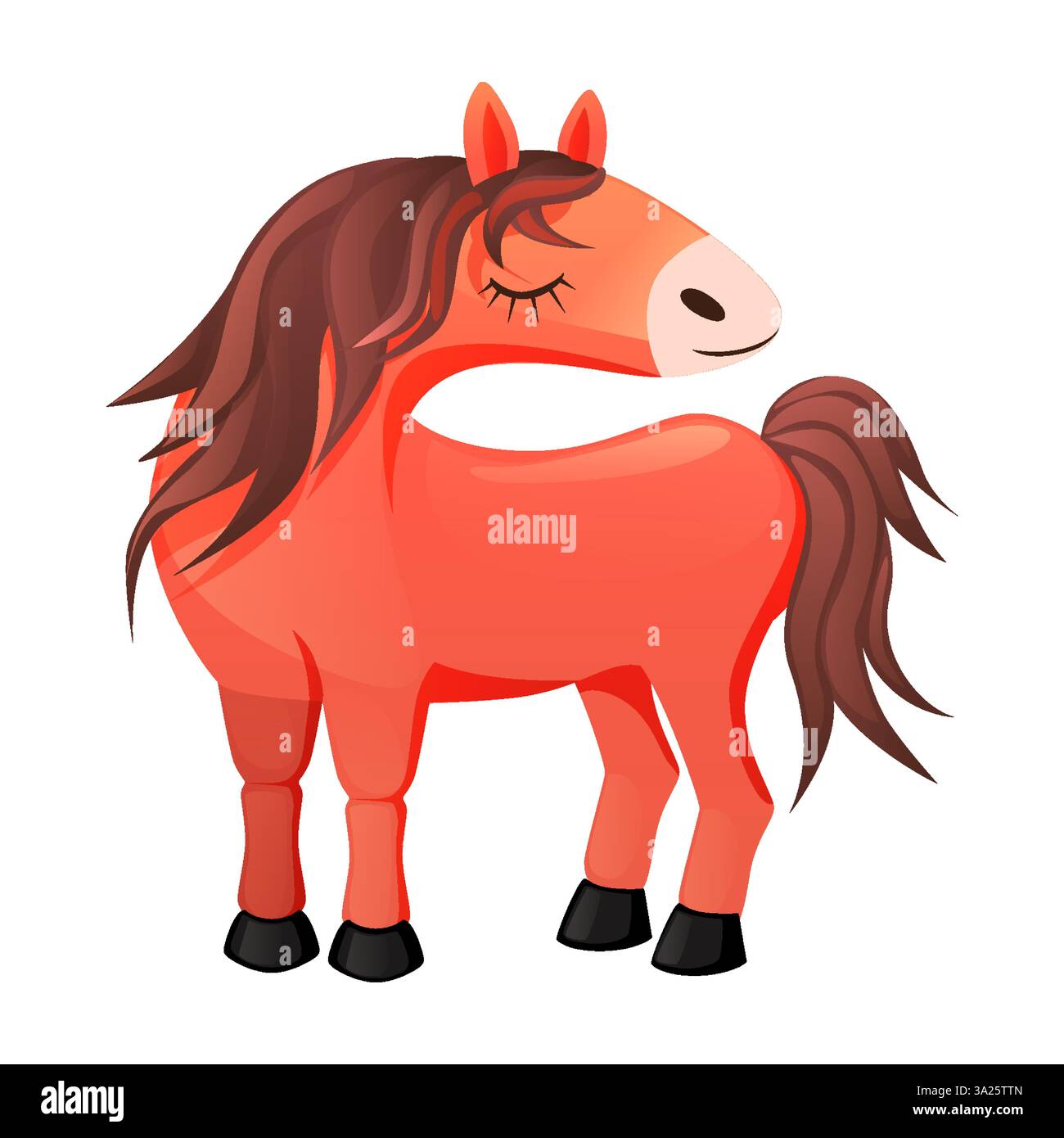 Red Horse cartoon isolated. Horse Character. Animal themed Stock Vector ...