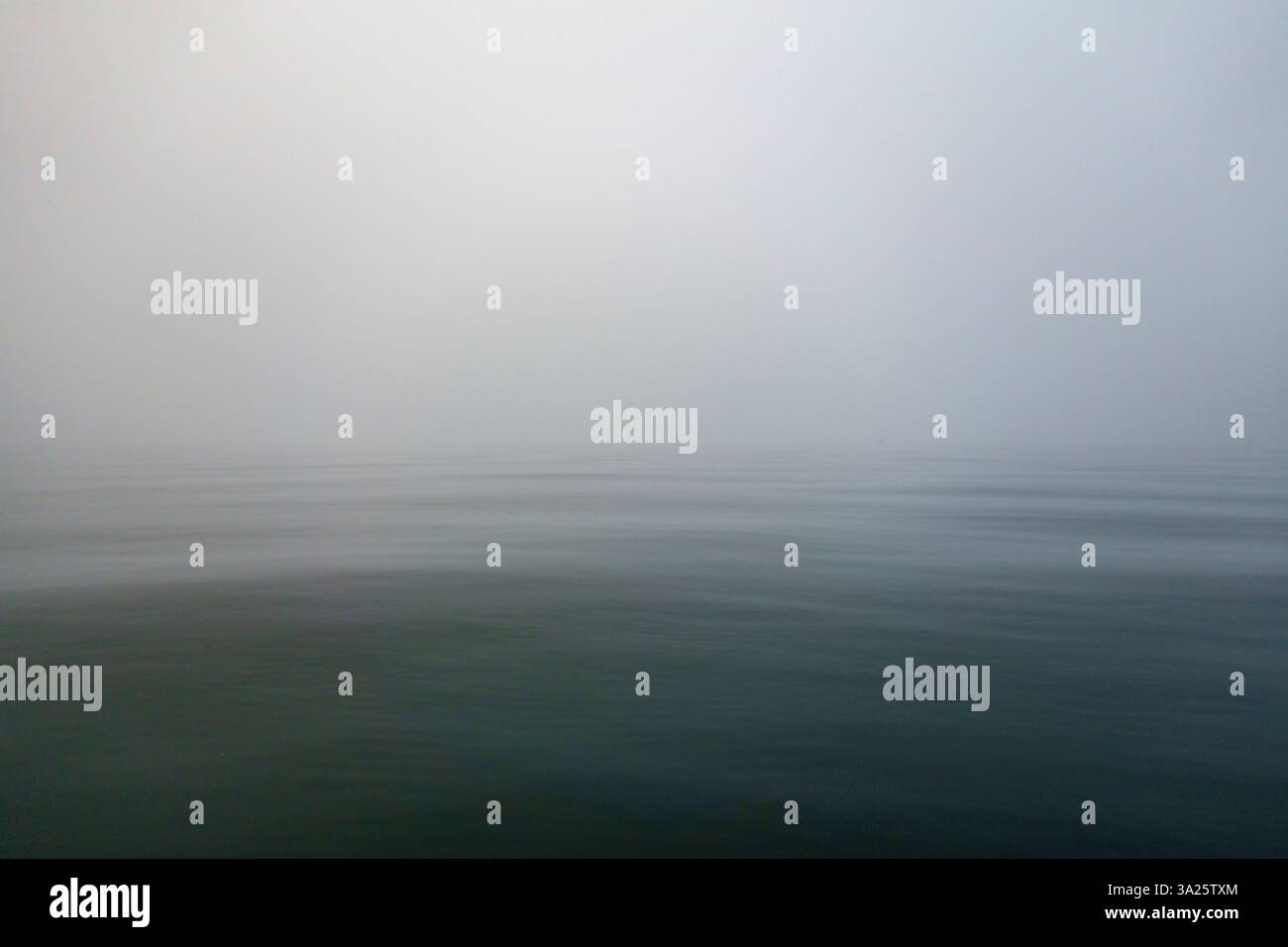 View across Puget Sound in thick fog, Seattle, Washington State Stock ...