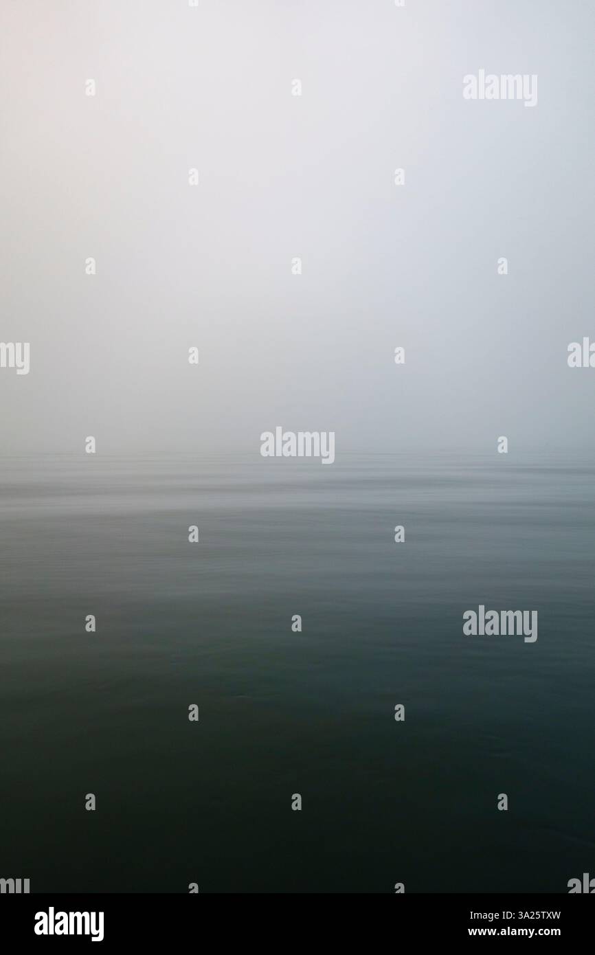 View across Puget Sound in thick fog, Seattle, Washington State Stock ...