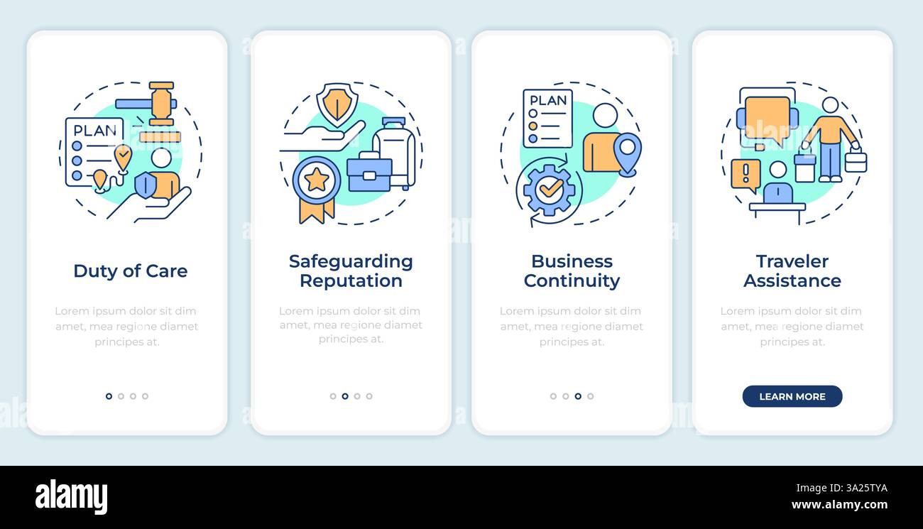 Benefits Of Travel Risk Management Onboarding Mobile App Screen Stock Vector Image And Art Alamy