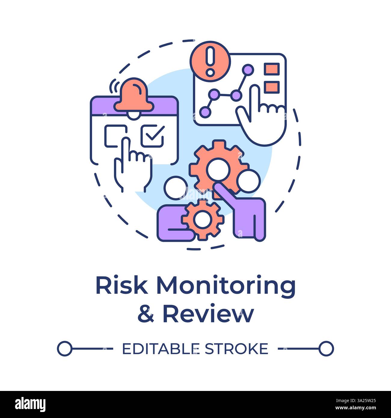 Risk monitoring and review multi color concept icon Stock Vector Image ...