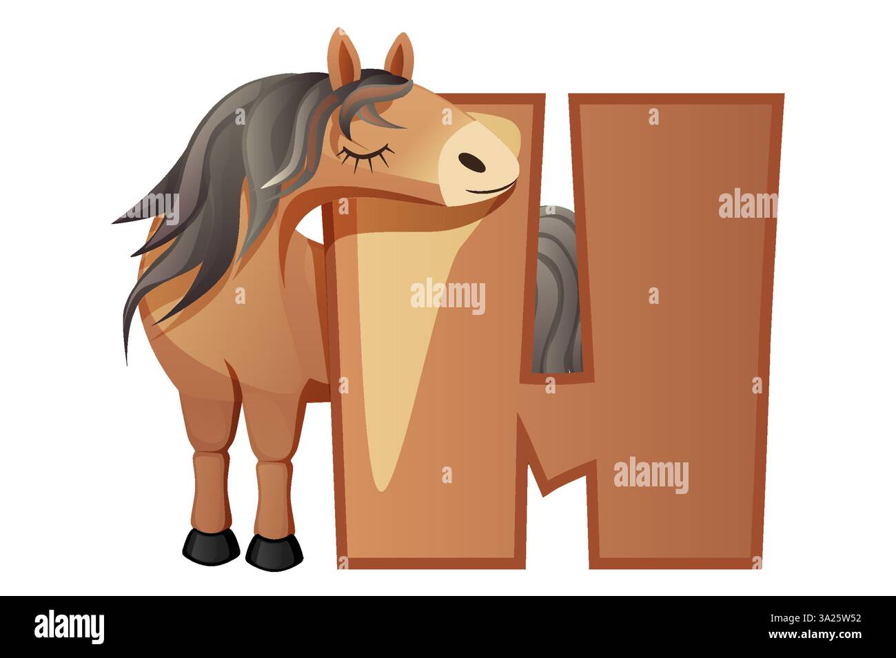 Cartoon Horse and letter H. Card for education. Flashcard Stock Vector ...