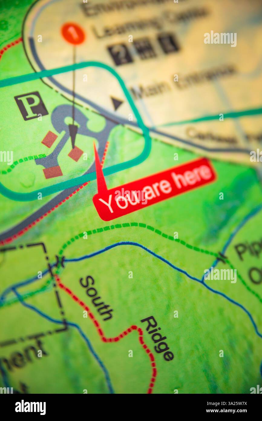 High angle close up of a pinpoint map location, USA Stock Photo - Alamy