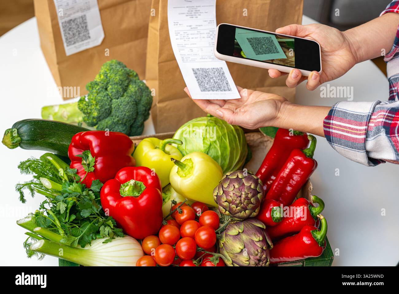 home delivery of groceries. Person receiving grocery delivery and ...