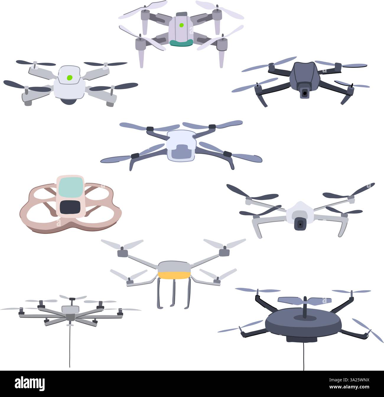 delivery drone set cartoon vector illustration Stock Vector Image & Art ...