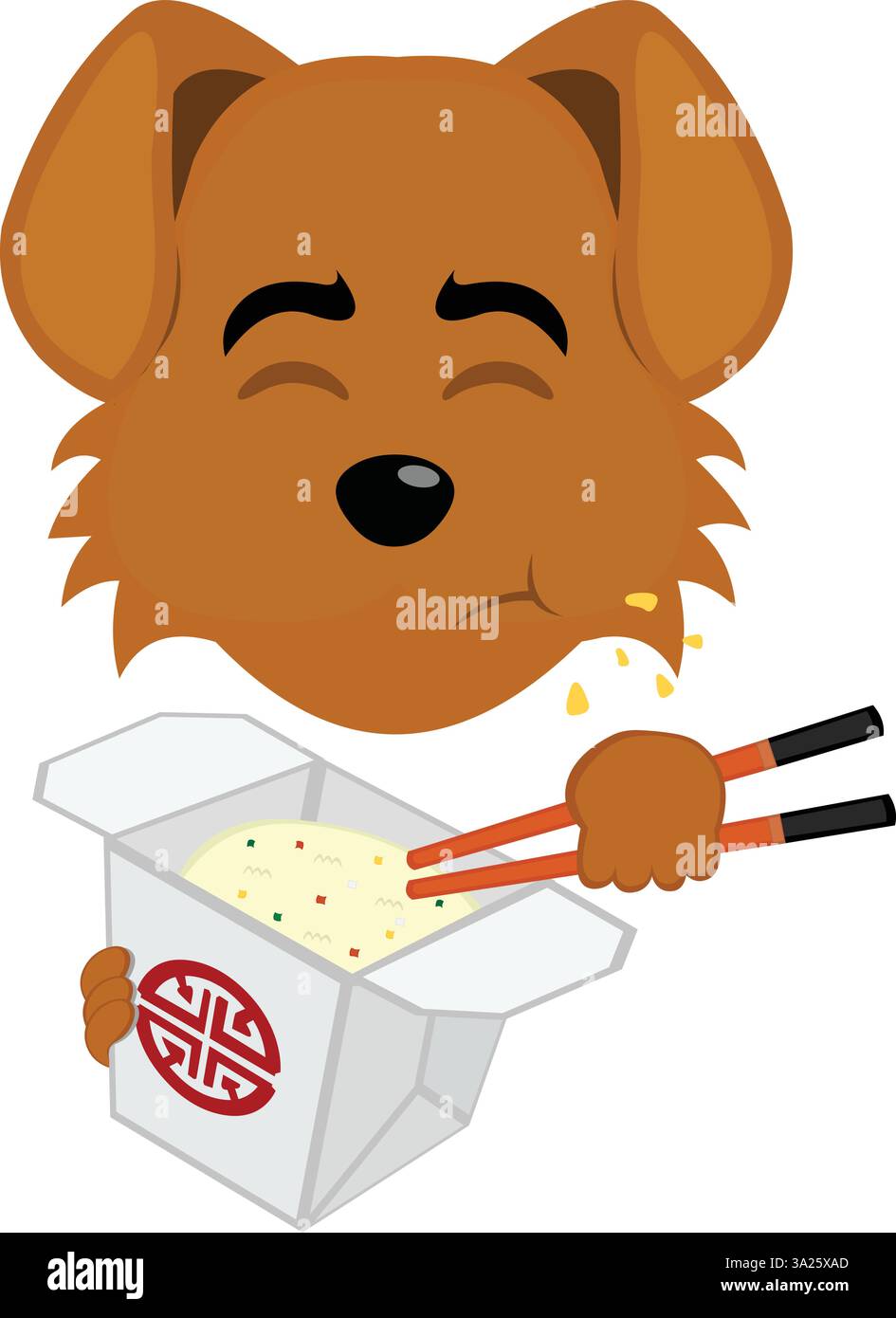 vector illustration emoji character face dog cartoon, eating chinese ...