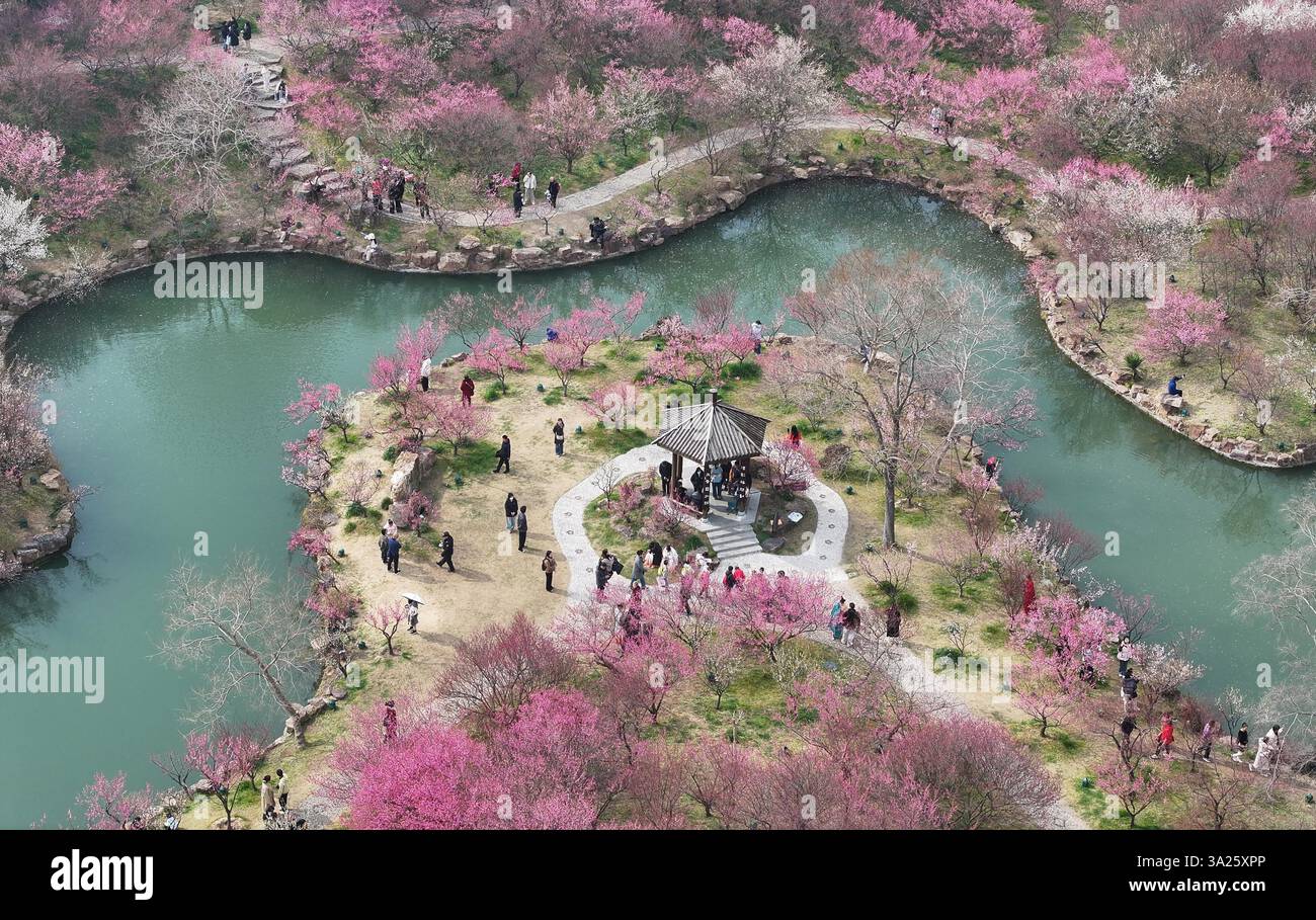 Aerial photo shows the spring scenery of the Slender West Lake scenic ...