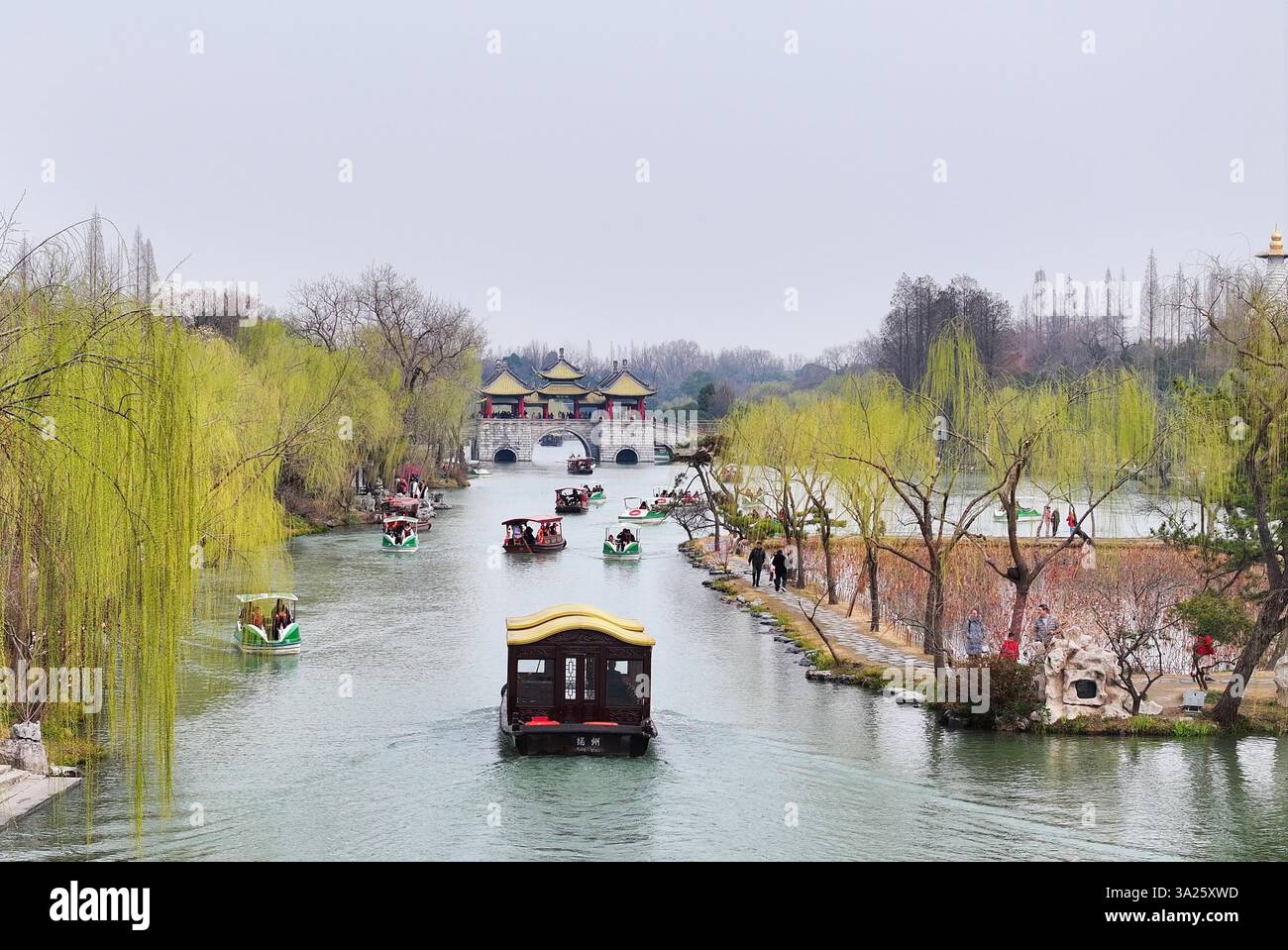 Aerial photo shows the spring scenery of the Slender West Lake scenic ...