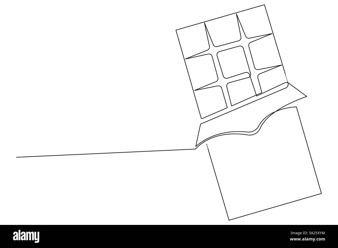 Continuous one line drawing of chocolate bar, Sweet candy hand drawn ...