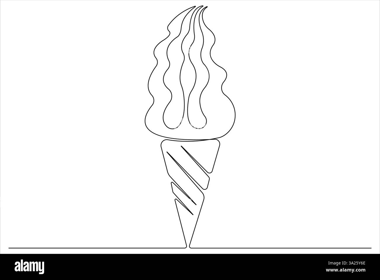 Continuous one line art drawing of delicious and cool fresh ice cream, minimalism design outline ...