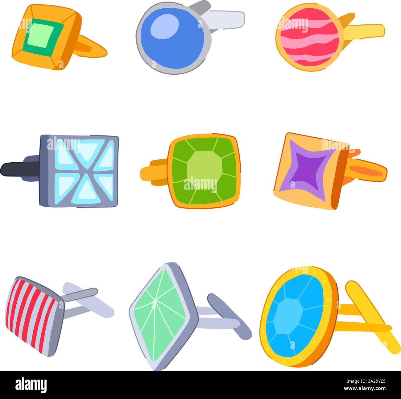 cufflinks set cartoon vector illustration Stock Vector Image & Art - Alamy