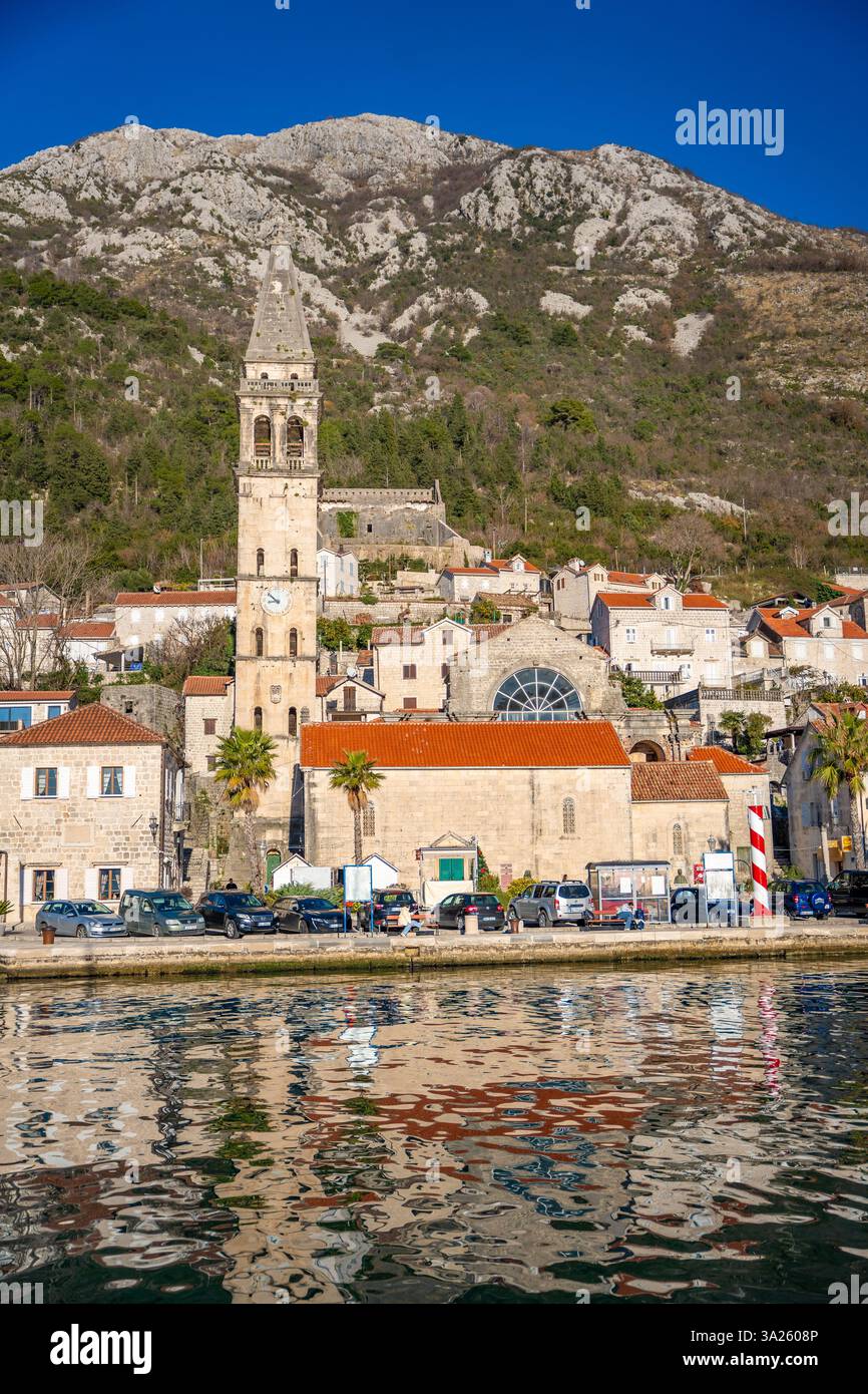 Perast, Montenegro - January 3, 2025: Panorama view of the historic ...