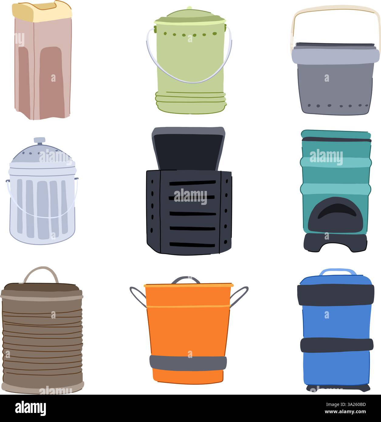 compost bin set cartoon vector illustration Stock Vector Image & Art ...