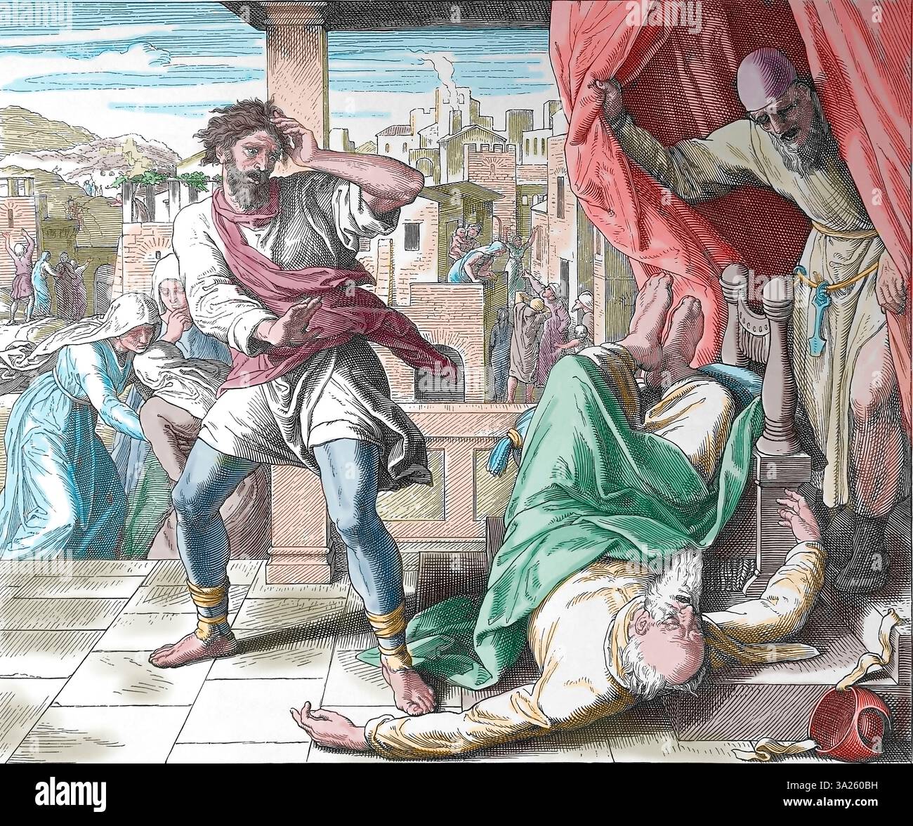 Bible. Death of Eli. 1st Book of Samuel. Illustration by J. Schnorr von ...