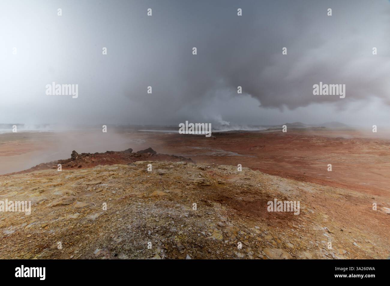 Volcanic landscape with large rain clouds, Iceland Stock Photo - Alamy