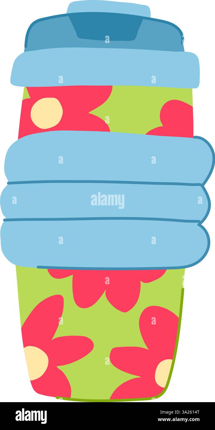 insulated coffee cup reusable cartoon vector illustration Stock Vector ...