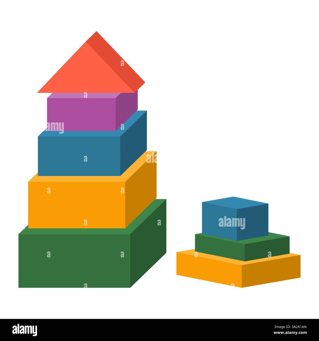 Colorful Stacking Toys Educational Tools for Children Vector. Fun ...