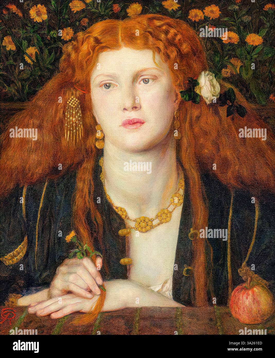 Dante Gabriel Rossetti, Bocca Baciata, portrait painting in oil on ...