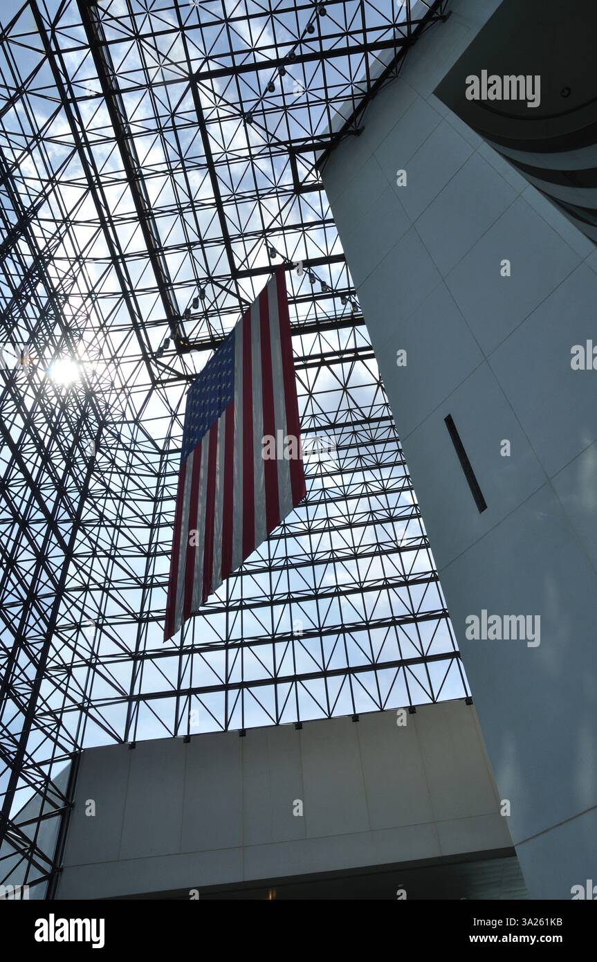 Interior view of the John F Kennedy Presidential Library in Boston ...