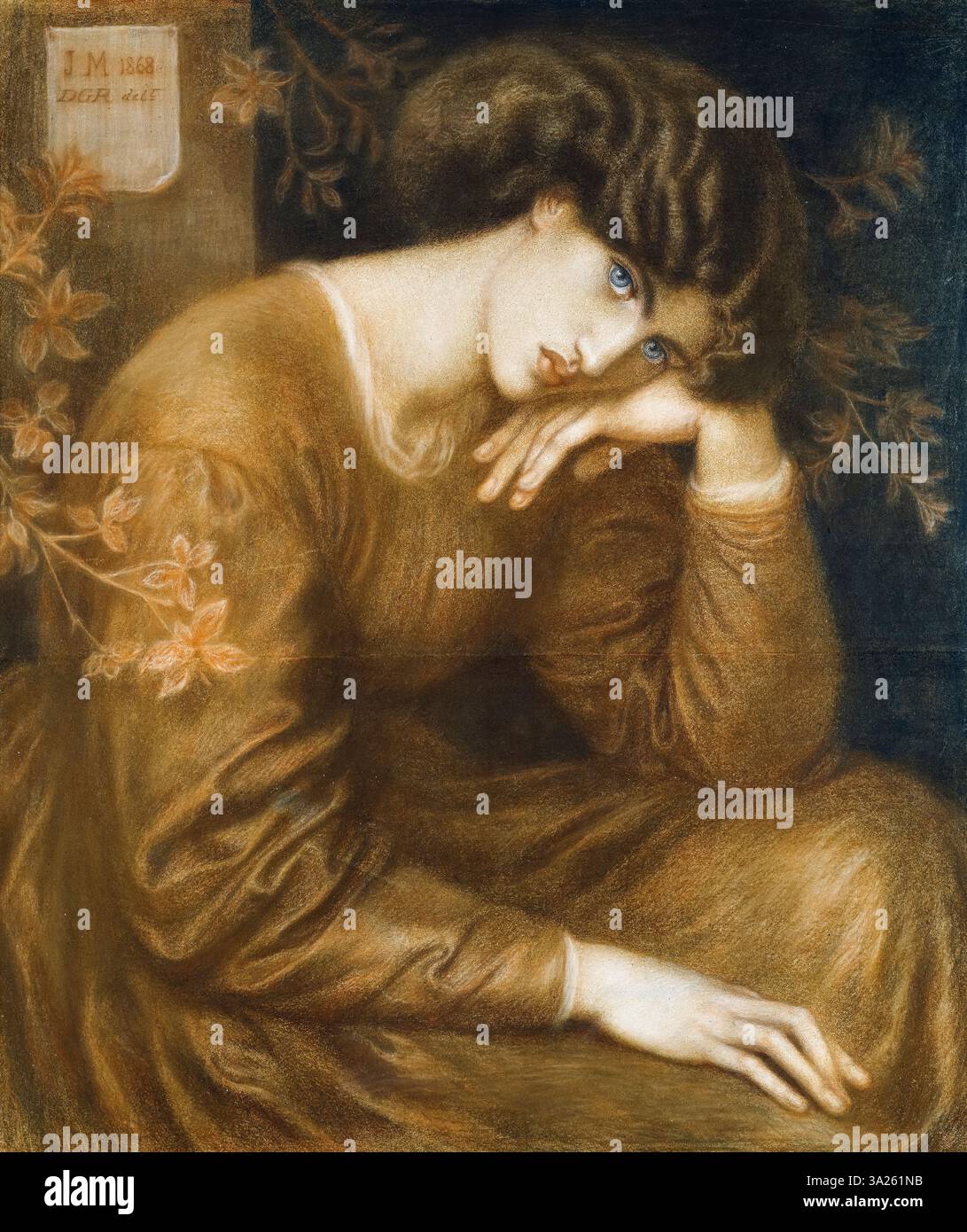 Dante Gabriel Rossetti, Reverie, portrait drawing in chalk, 1868 Stock ...