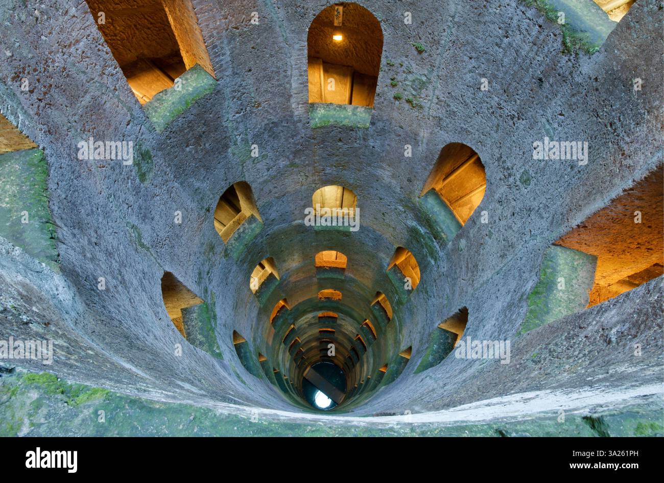 St. Patrick's Well, Pozzo di San Patrizio, view from the top of a deep ...