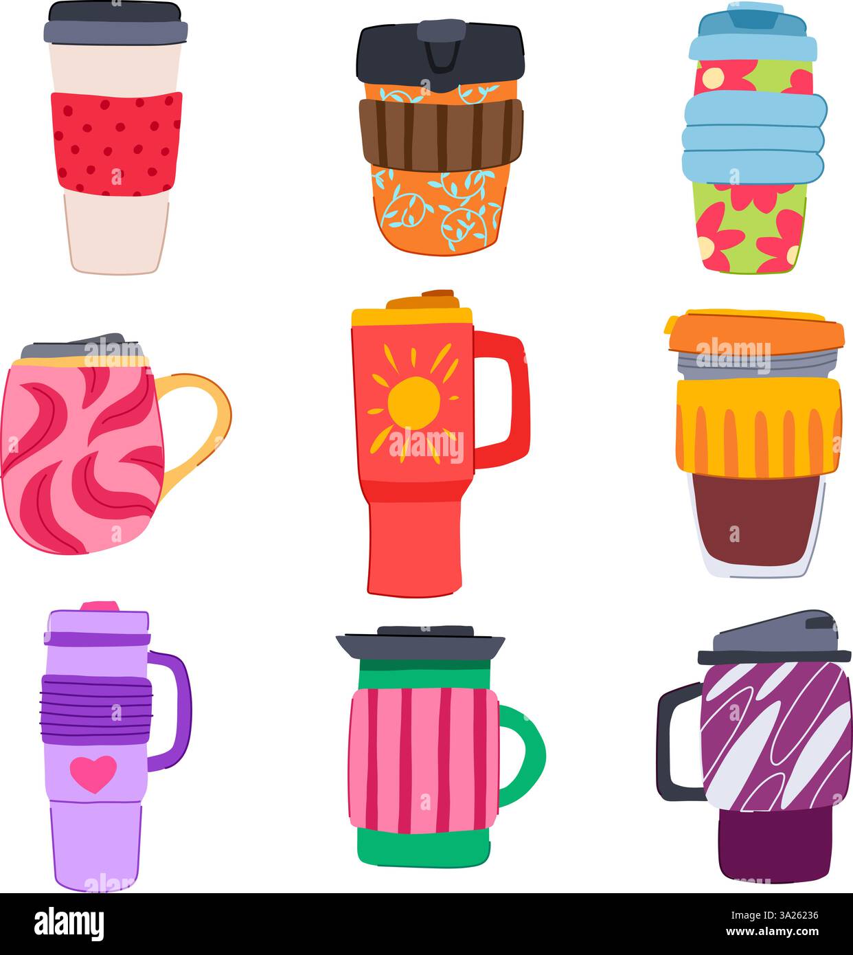 Reusable coffee cup set Stock Vector Images - Alamy