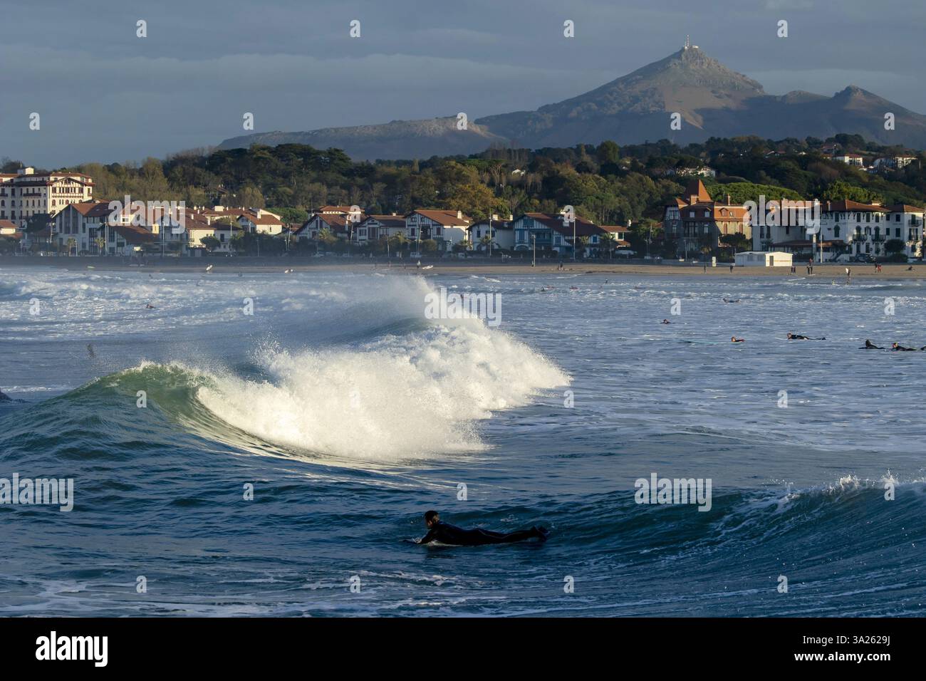 Bidart (south-western France): the beach, the town and the Rhune river ...