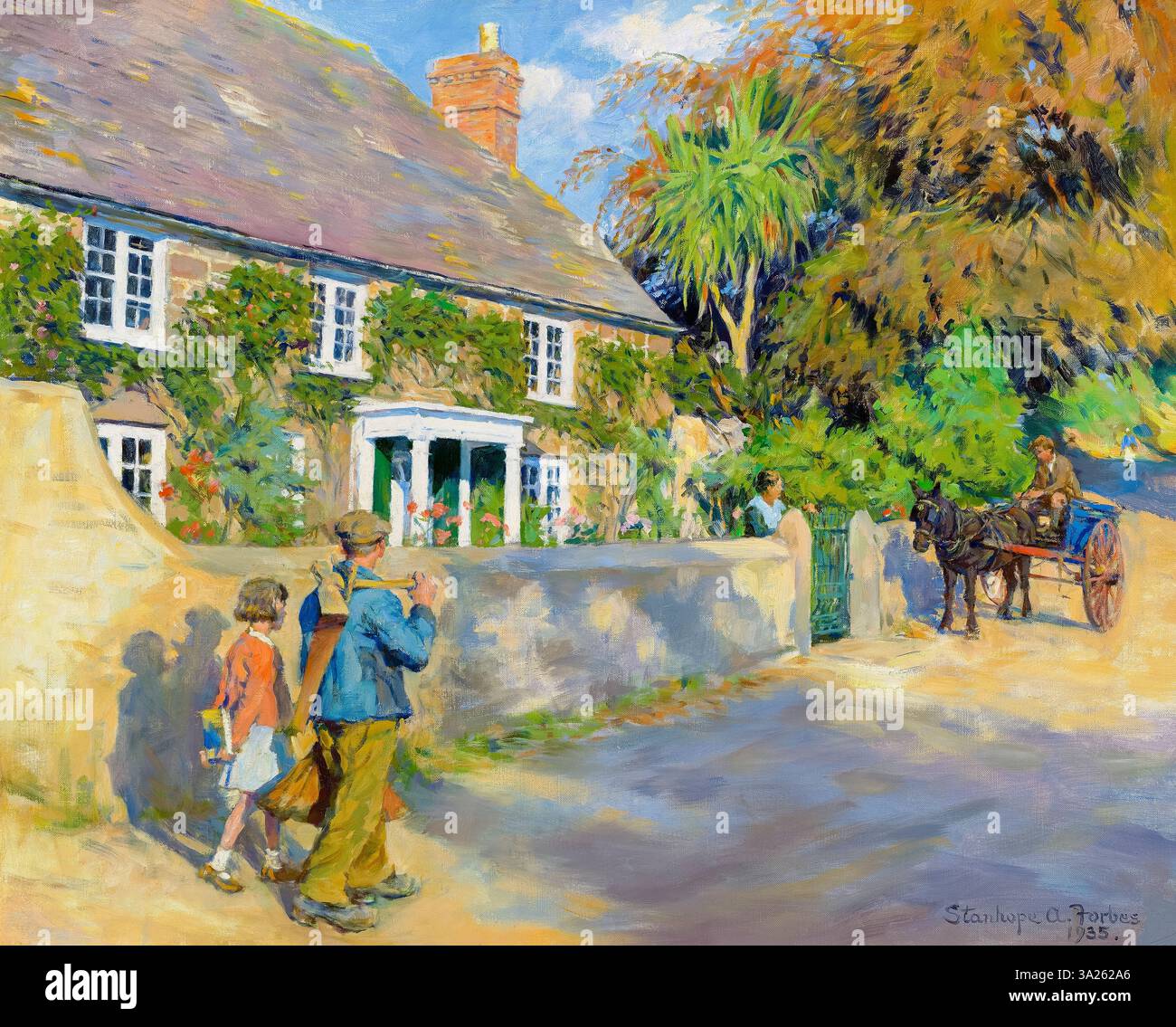 Stanhope Alexander Forbes painting, An old Cornish manor, oil on canvas ...