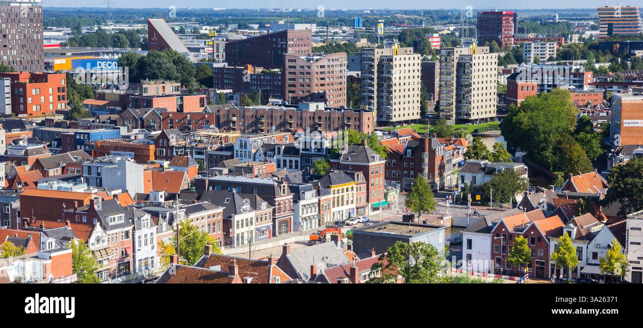 Panoramic view over old and new architecture in Groningen, Netherlands ...