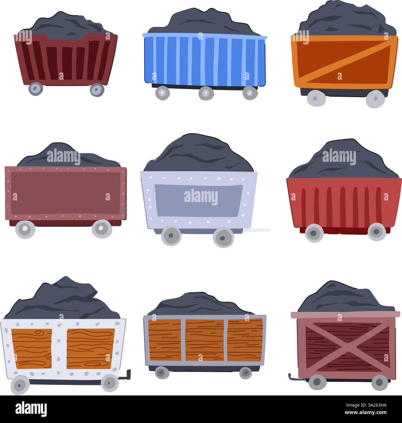 coal wagon set cartoon vector illustration Stock Vector Image & Art - Alamy
