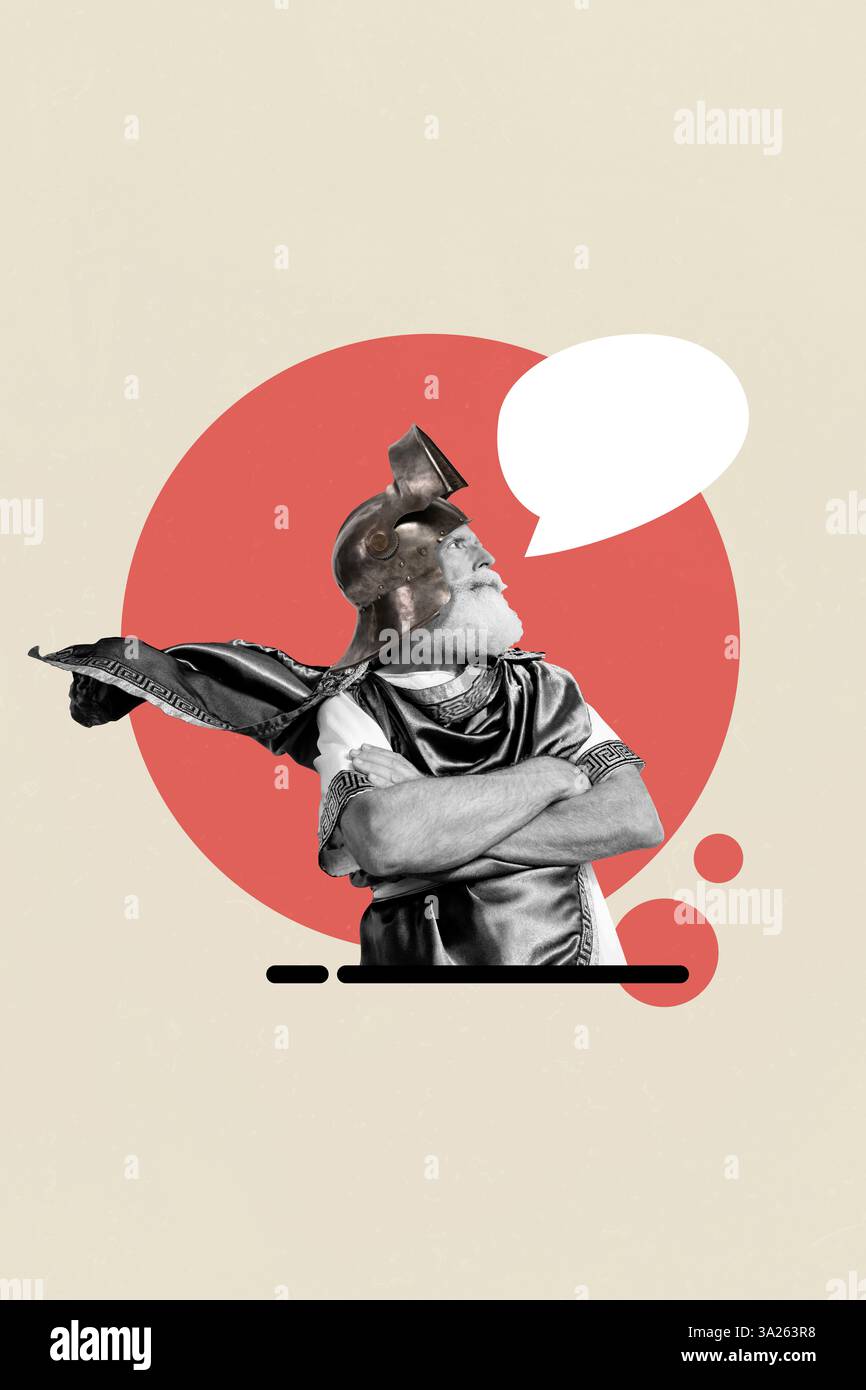 Vertical sketch artwork collage poster of serious senator greek man ...