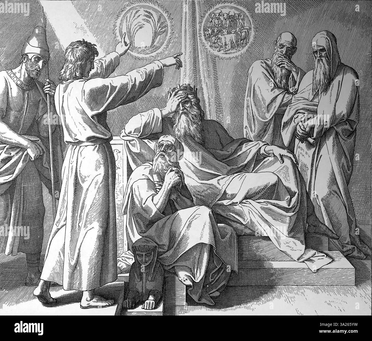 Bible. Joseph interprets Pharaoh's Dream. Genesis. Illustration by J ...