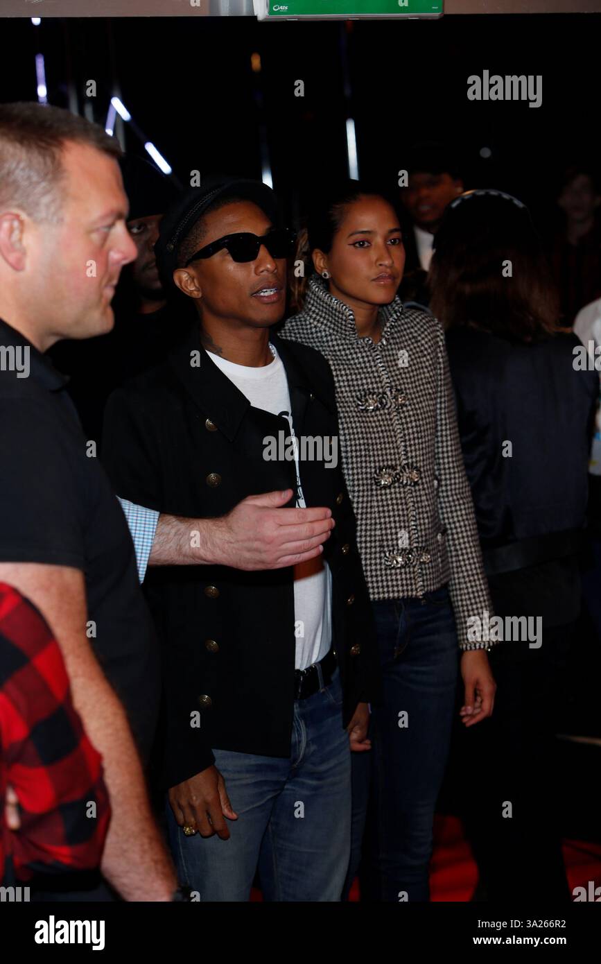 Singer Pharrel Williams and Helen Lasichanh arrive at the 2015 MTV ...