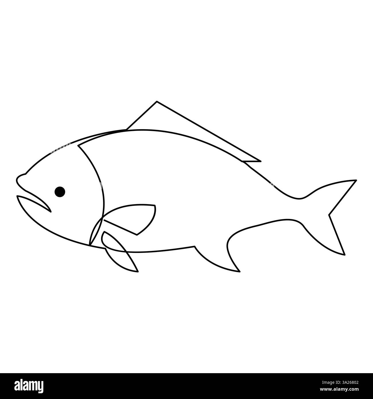 Fish continuous one line art drawing illustration hand drawn sketch ...