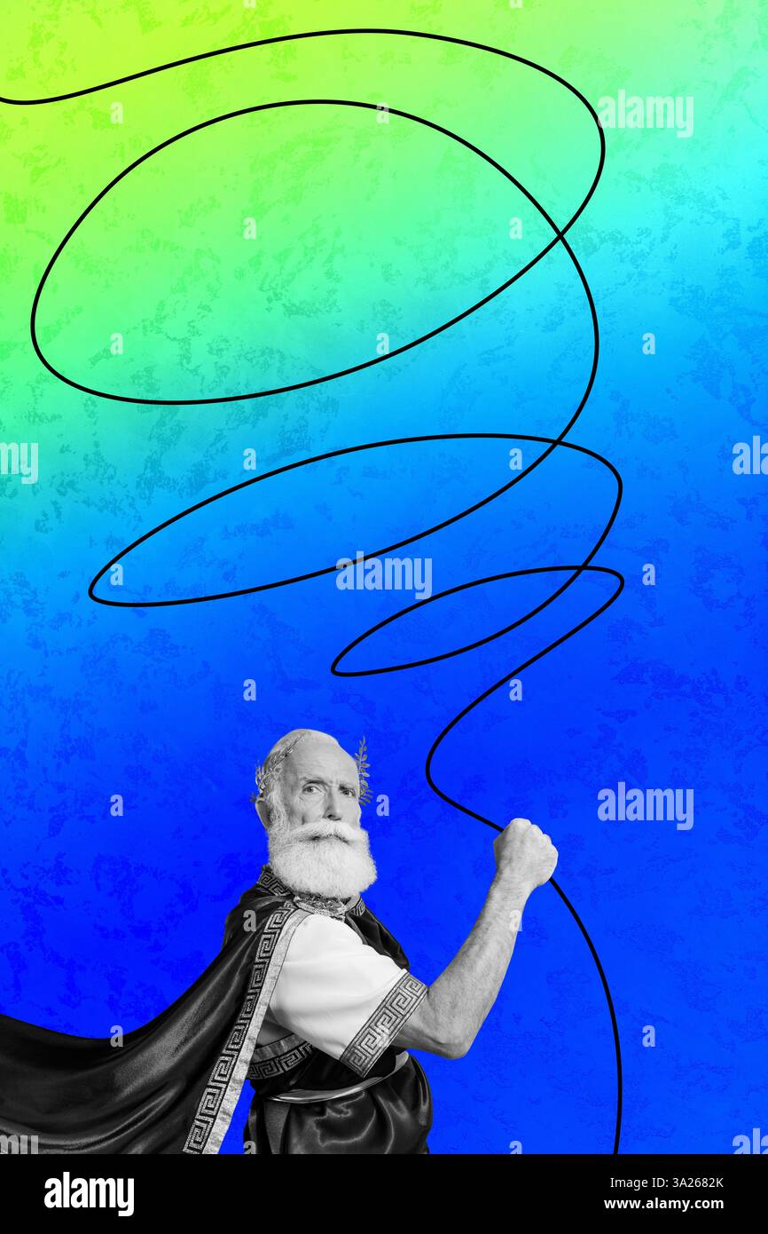 Poster image vertical photo collage of serious zeus old man senator ...