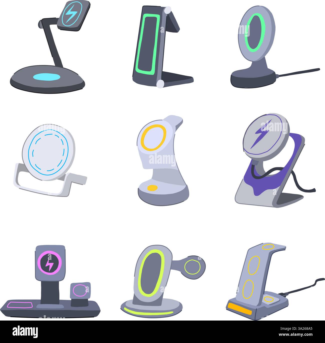 charging stand wireless set cartoon vector illustration Stock Vector ...