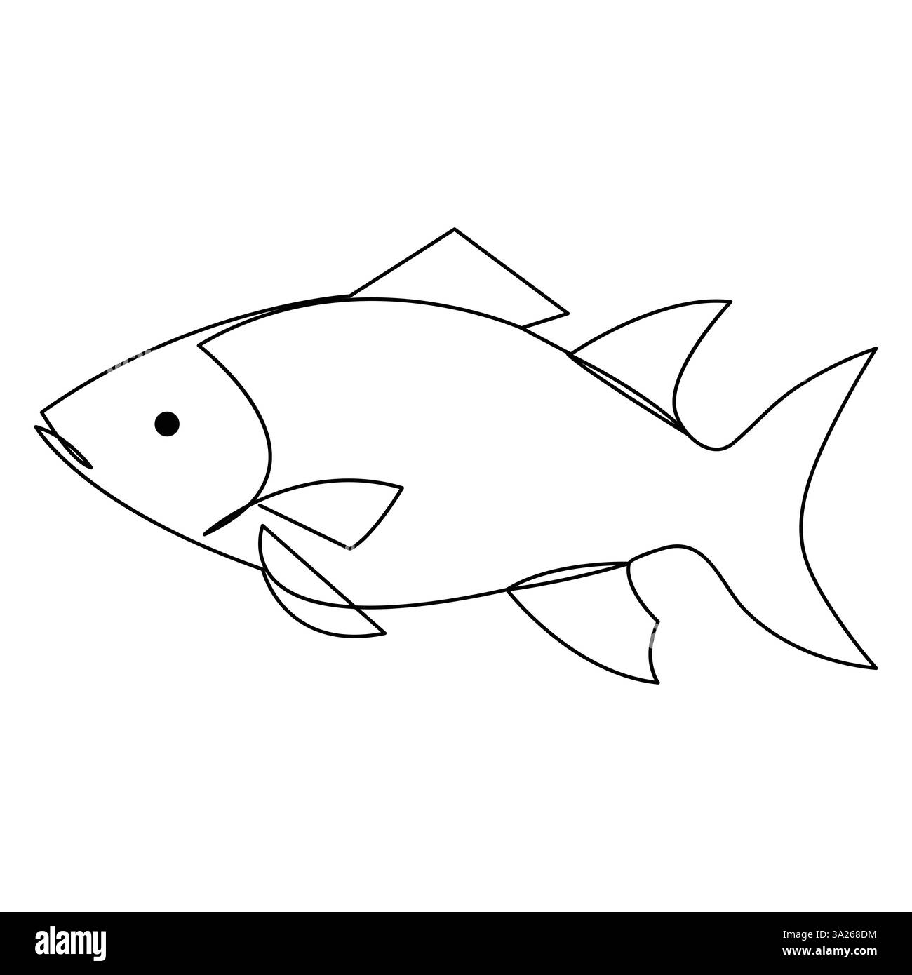 Fish continuous one line art drawing illustration hand drawn sketch ...