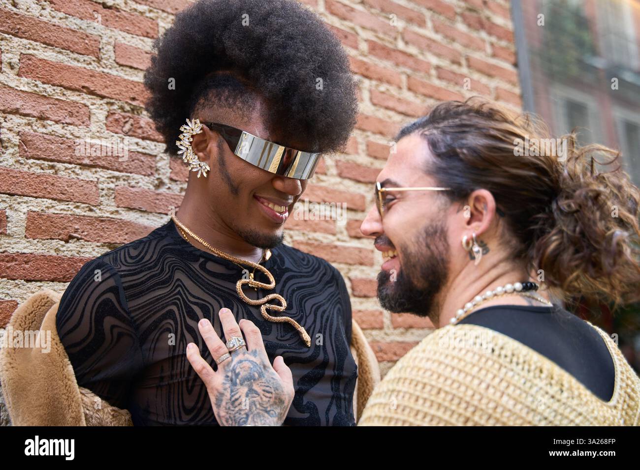 Two androgynous non binary people sharing a tender moment, expressing ...