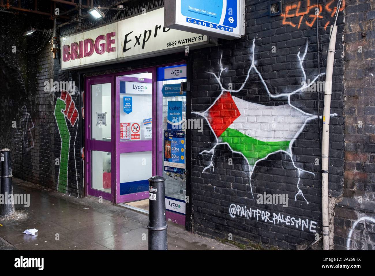 Palestinian flag painted on a wall in the Muslim community around ...