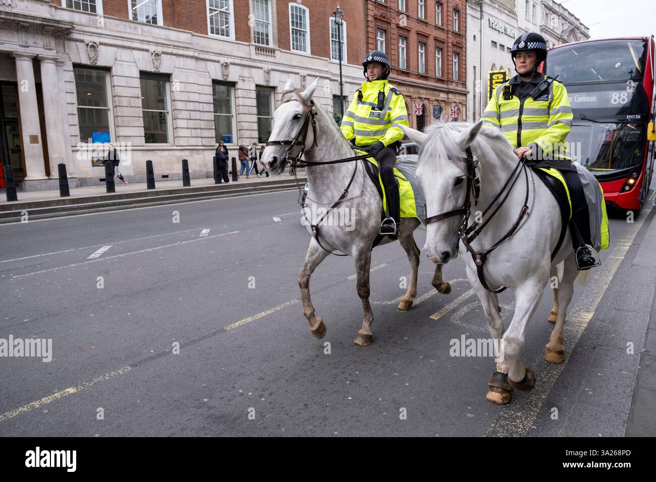 Mounted Metropolitan Police on patrol along Whitehall on 19th February ...