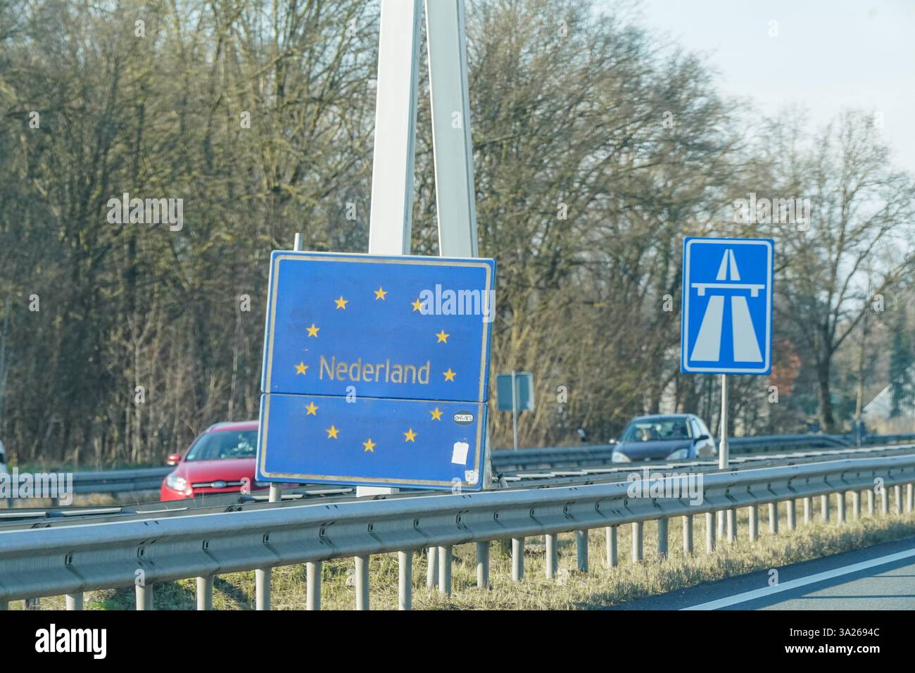 Deutschland, Niederlande, Europa, Grenzübergang, Autobahn, Verkehr ...